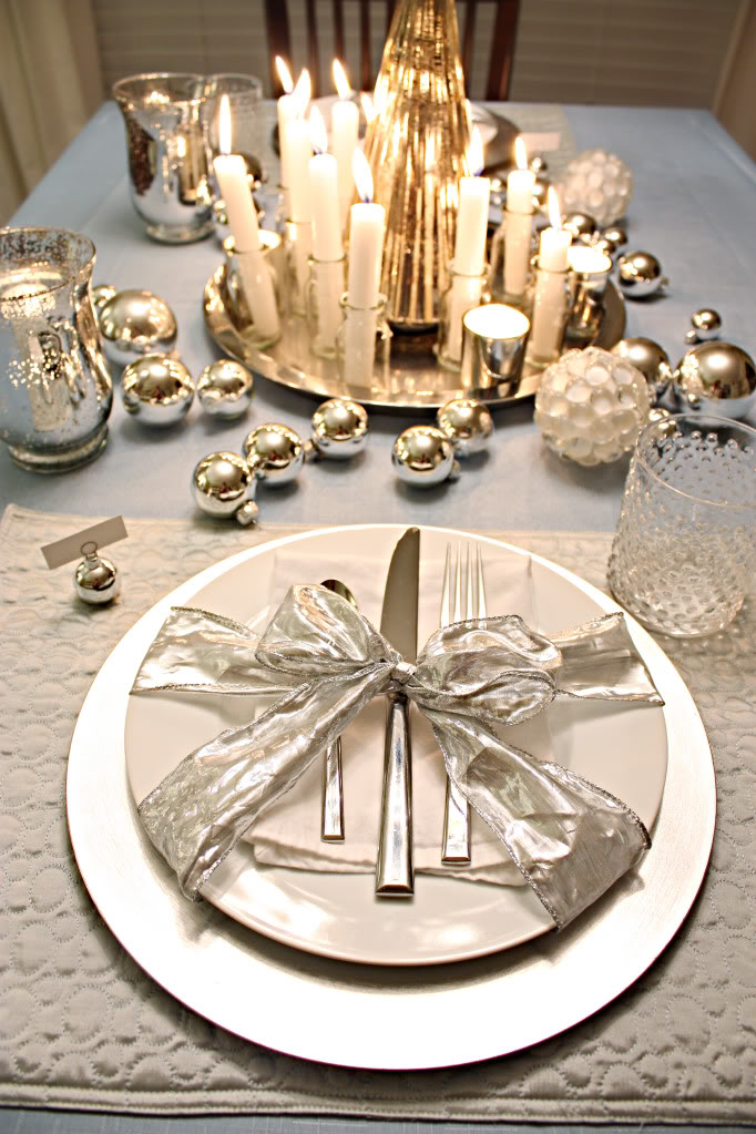Silver Christmas Table Settings